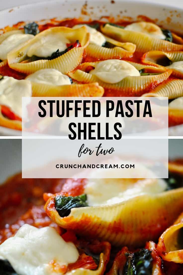 Stuffed Pasta Shells with Spinach, Pesto, Peppers & Mozzarella