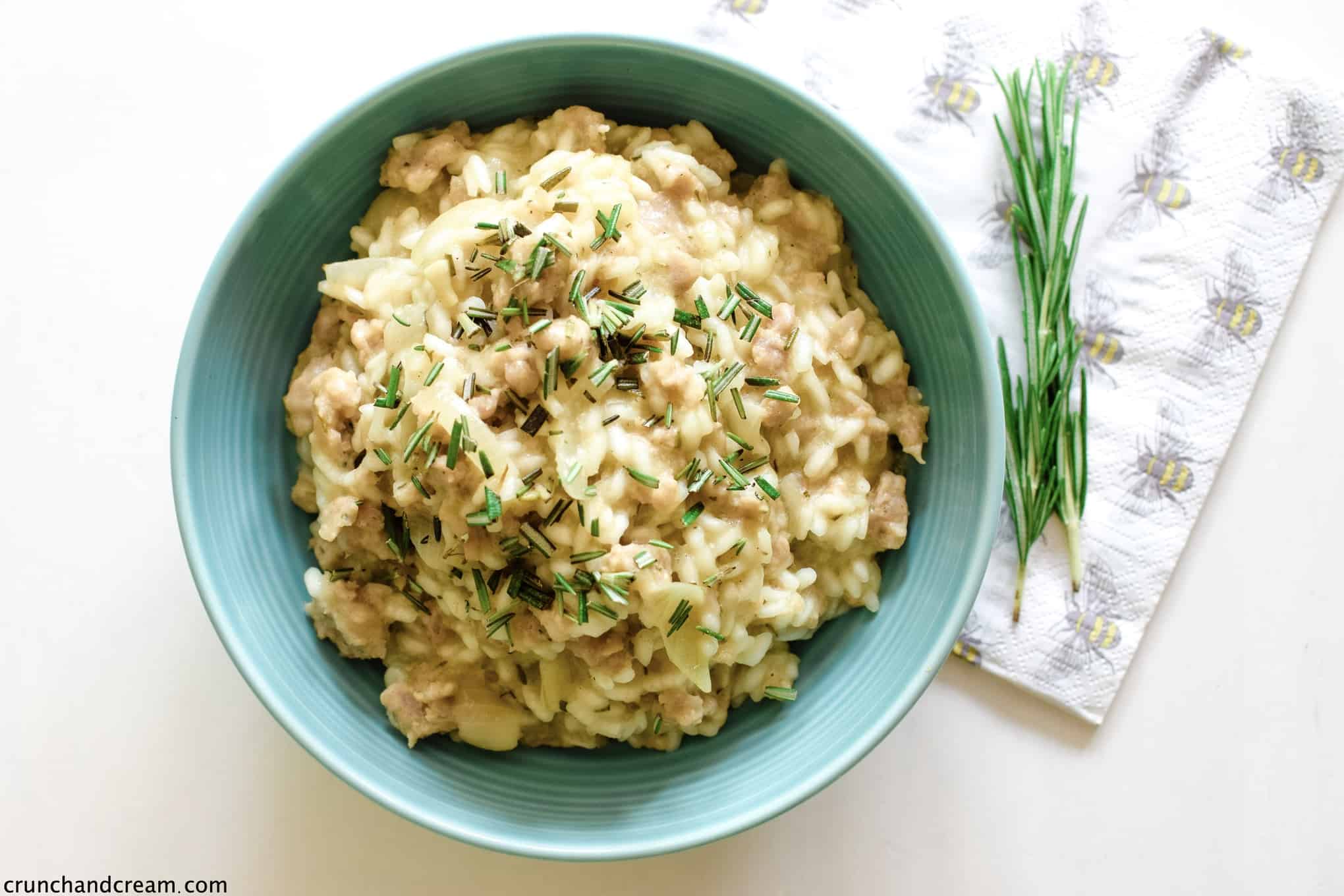 Creamy Sausage & Rosemary Risotto - Crunch & Cream